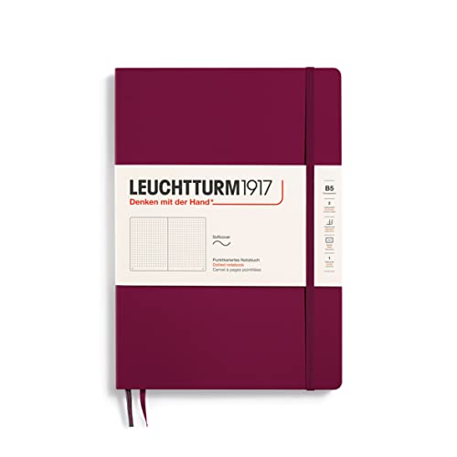 LEUCHTTURM1917 - Notebook Softcover Composition B5-123 Numbered Pages for Writing and Journaling (Dotted, Port Red)