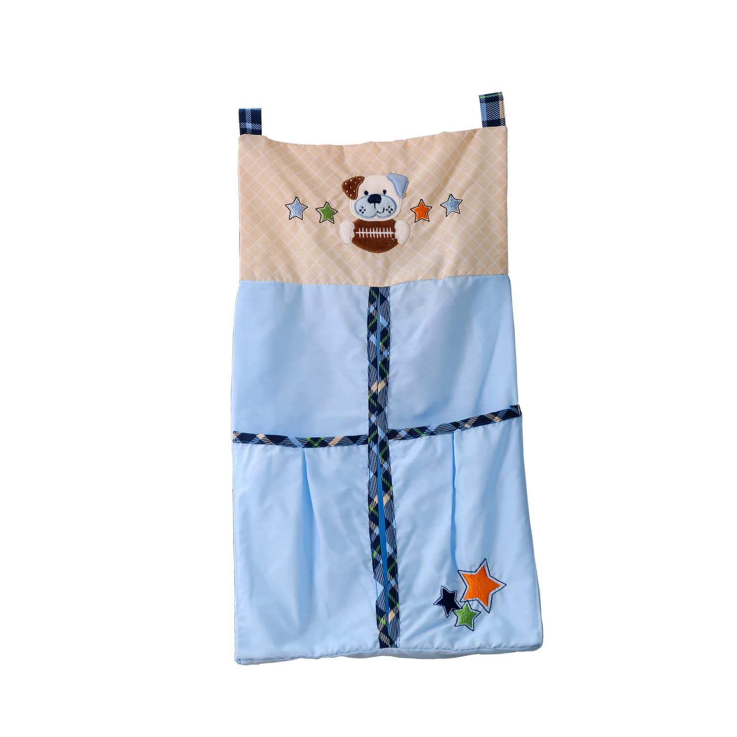 CribMATE Blue Dog Nursery Diaper Stacker Sport Puppy Diaper Hanging Bag (Blue Sport puppy)