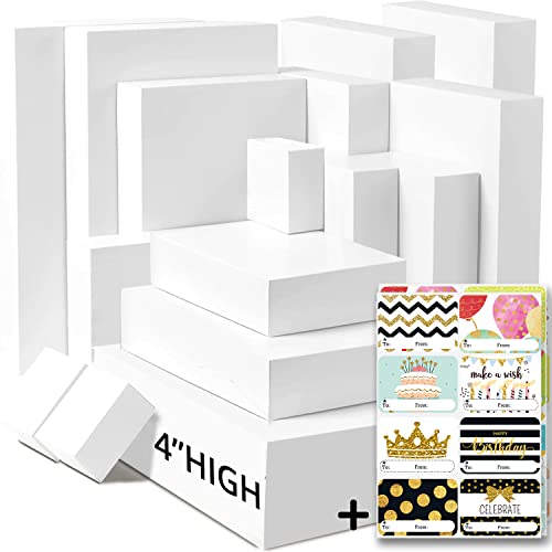 party funny 16 Assorted Size White Gift Wrap Boxes with Lids and 80 Different Birthday-Holiday Stickers for Wrapping Extra Large Clothes (Shirts, Robes, Coats, Sweaters, Jackets) and Presents