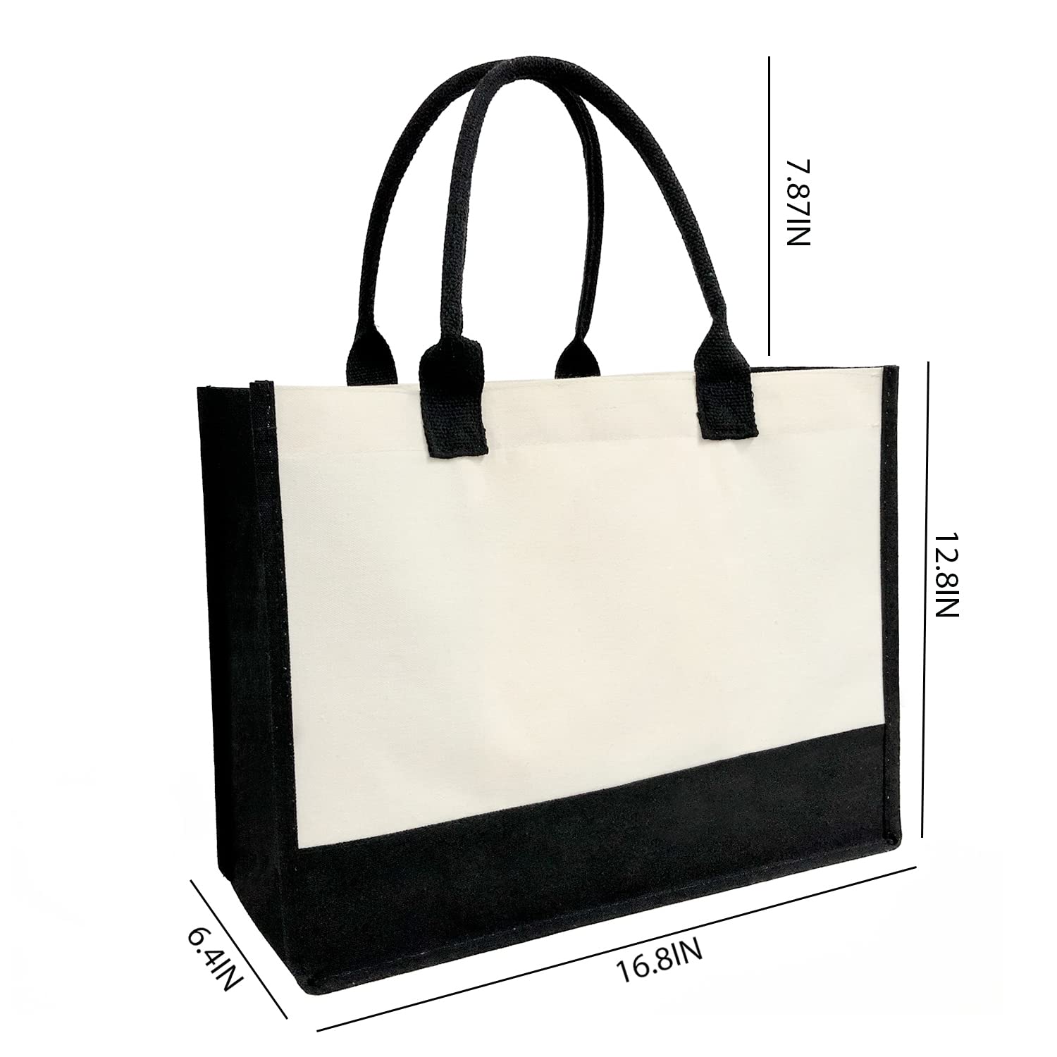 DEEZOMO Personalized Initial Canvas Tote Bag for Women, Beach Bag with Inner Zipper Pocket, Suitable for Wedding, Birthday, Beach, Holiday - Black(X)