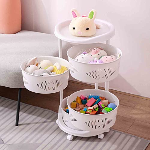 Multi-Layer Kitchen Storage Rack, Detachable Breathable Rotating Fruit Vegetable Organizer, with Lockable Casters, for Kitchen Bedroom, Bathroom,3 Tier