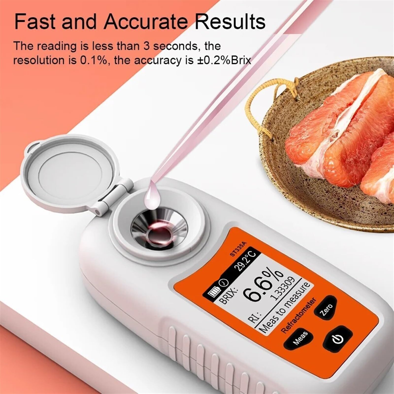 KYKYK Refractometer, LCD Digital Refractometer Brix Meter Fruit Juice Beverage ATC Sugar Content Measuring Instrument 0-35% Saccharometer for Fruit, Homebrewing, Juice, Vegetables