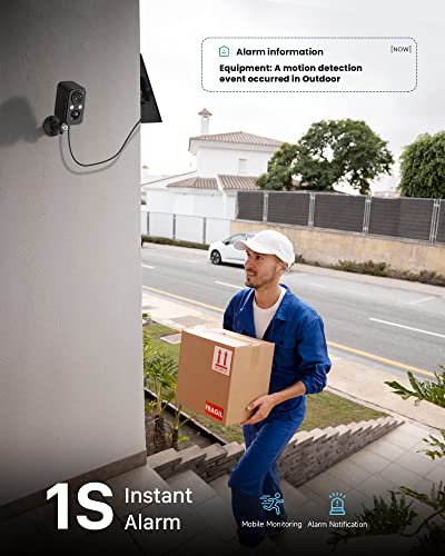 IHOXTX Security Cameras Wireless Outdoor, Flood Light Solar Cameras for Home Security, Home Camera with Color Night Vision, PIR Human Detection, 2-Way Talk, IP66 Waterproof (2Packs-Black)