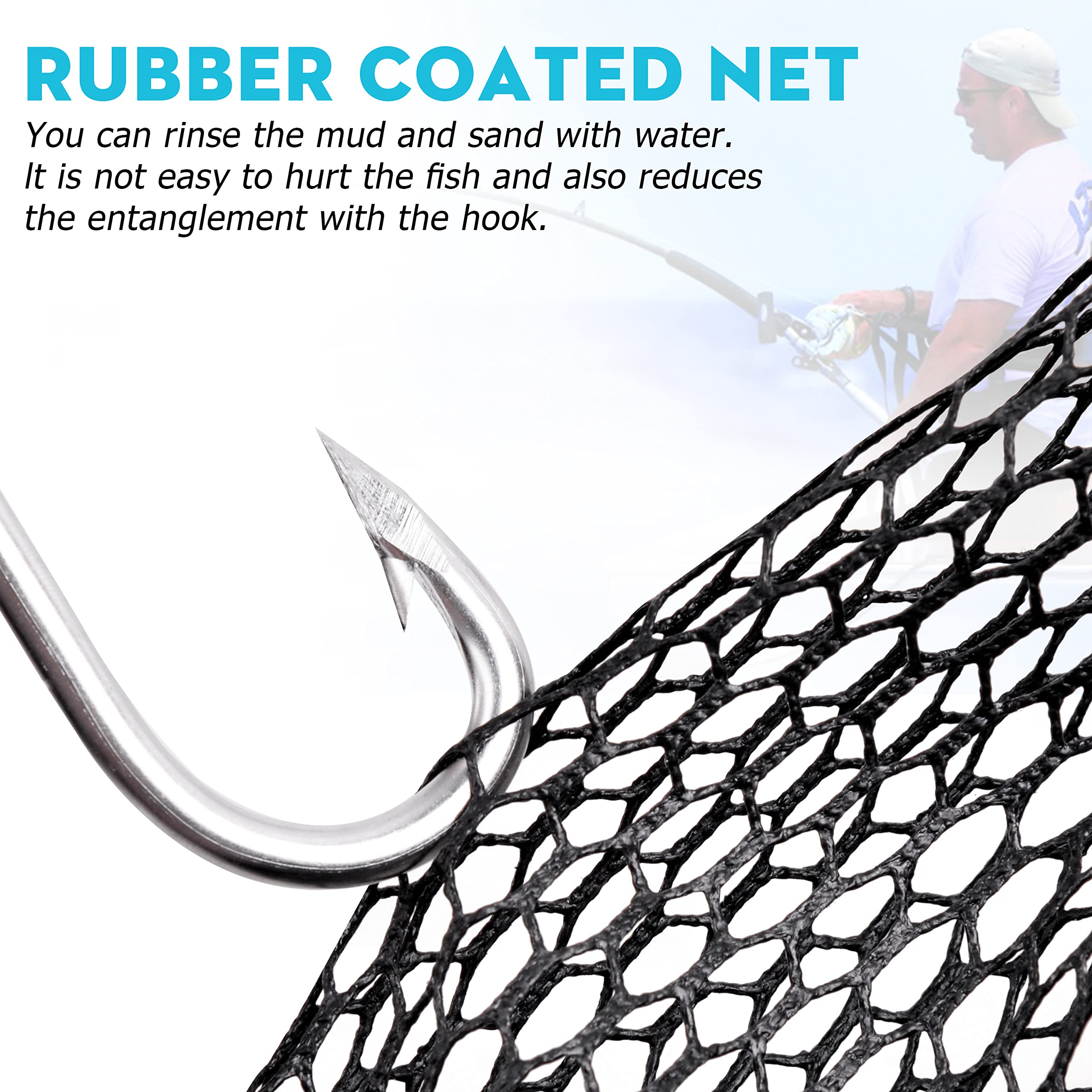 Fishing Landing Net Collapsible Fishing Nets Floating Fish Landing Net with Nylon Mesh Extendable Handle Safe Fish Net for Saltwater Freshwater Kids Men Women