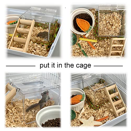Jiorola Acrylic Critter's Sand Bath Box - Clear Hamster Digging Sand Container Bath Container Digging & Hide for Hamsters Mice Dormouse Gerbils or Other Small Pets