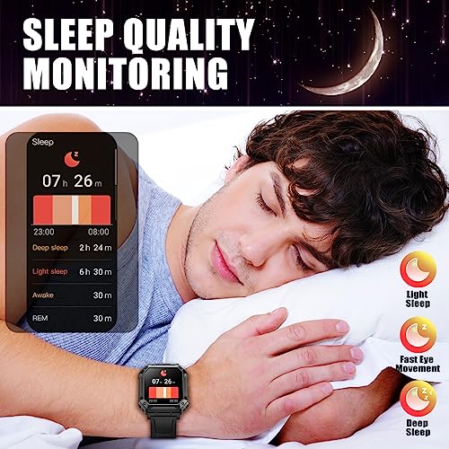 Jireausty Military Smart Watches for Men - 1.91" Smart Watch with Bluetooth Call IP68 Waterproof Smart Watches with Heart Rate Sleep Monitor for Android and iPhone