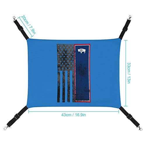 USA Wyoming State Flag Pet Hammock Comfortable Adjustable Hanging Bed for Small Animals Dogs Cats Hamster