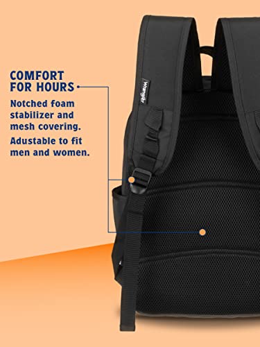 Wrangler Industry Backpack Classic Logo Water Resistant Casual Daypack with Padded Laptop Notebook Sleeve (Black)