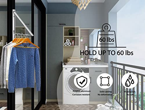 kuaguan Laundry Racks for Drying Clothes Drying Rack,Folding Drying Rack, Wall Mounted Clothes Hanger Rack Drying Rack Clothing Folding Indoor and Outdoor (Silver)