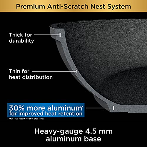 Ninja C50020 Foodi NeverStick Premium 8-Inch Fry Pan, Anti-Scratch Nest System, Hard-Anodized, Nonstick, Durable & Oven Safe to 500°F, Slate Grey