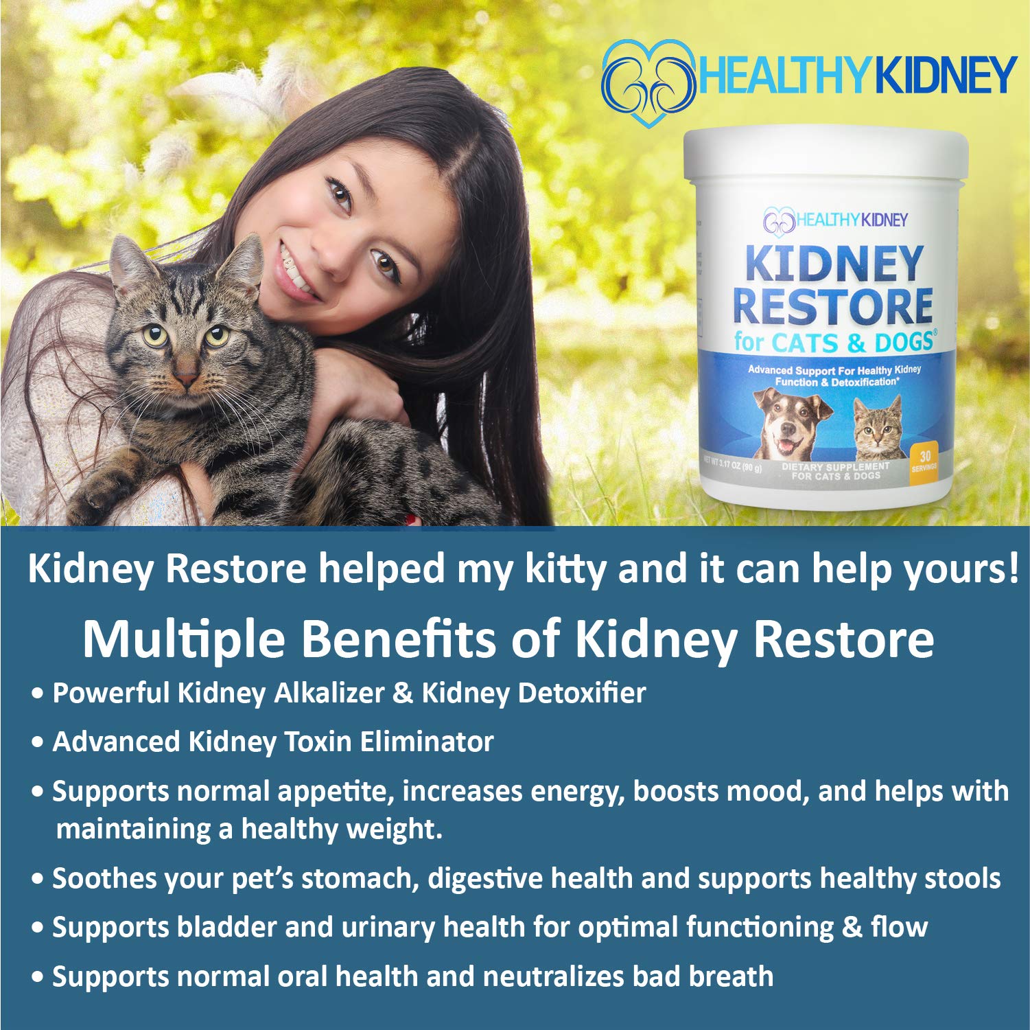 Kidney Restore Cats & Dogs Unflavored for Supporting Normal Kidney Function, Creatinine, Pet Renal Kidney Health Supplement Felines Canines