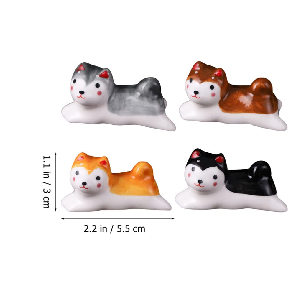 Hemoton 4pcs Shiba Inu Chopstick Rest Rest Chopsticks Spoon and Chopstick Rest Ceramic Dog Korean Chopstick Rest Vintage Spoon Rest Spoon Holder Silverware Ceramics Old Fashioned