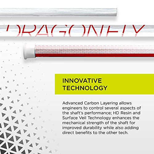 Epoch Dragonfly Pro Defensive/LSM Concave Lacrosse Shaft - Premier Lacrosse Equipment with Flex iQ8 and Epoch's Proprietary Technologies- Engineered for The Offensive-Minded Defender, Red