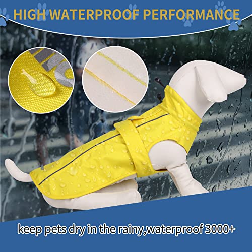 Waterproof Dog Raincoat with Reflective Strip, Adjustable Breathable Rain Coat Jacket with Leash Hole for Pets (X-Small, Blue)