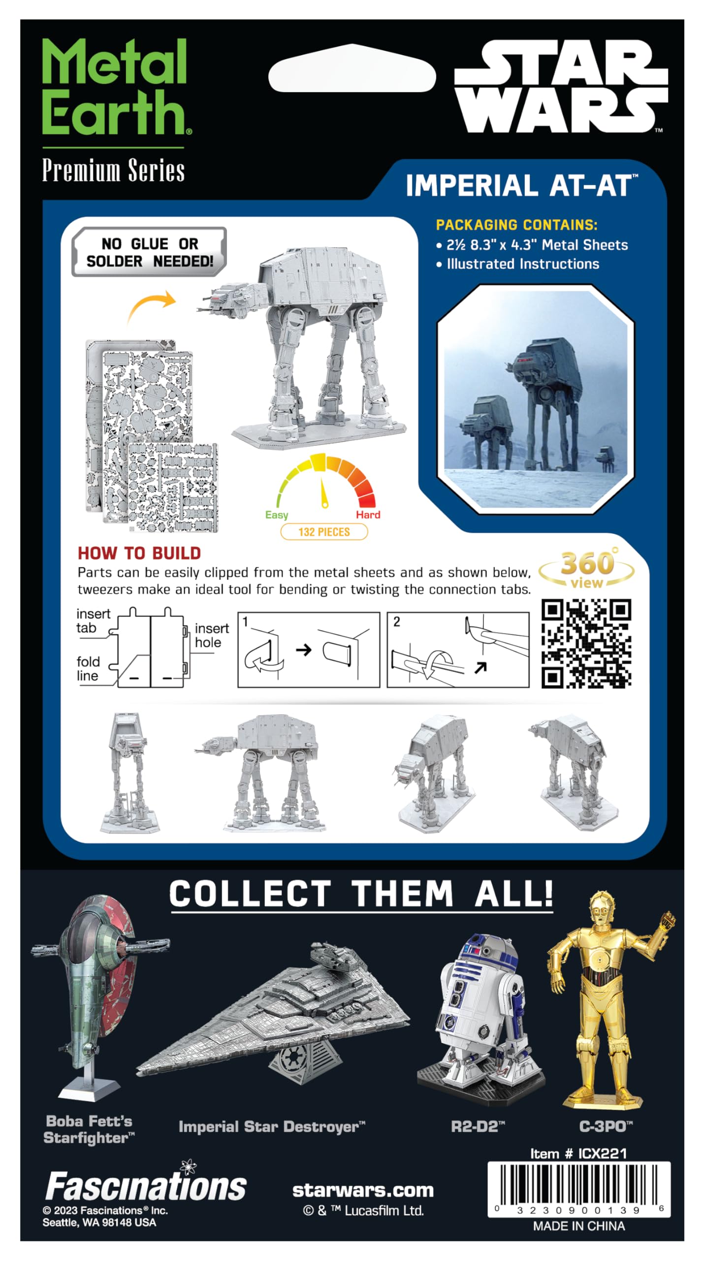 Metal Earth Premium Series Star Wars Imperial at-at 3D Metal Model Kit Fascinations