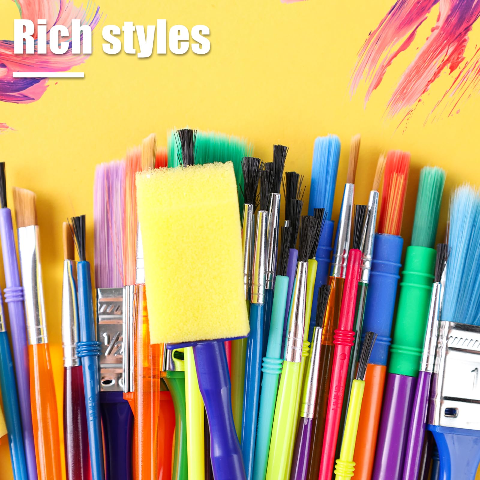 MCPINKY 40PCS Paint Brushes for Kids, Toddler Paintbrushes All Purpose Paint Brushes for Washable Paint Acrylic Paint