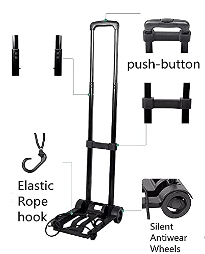 Plastic Folding Luggage Cart with 2 Wheels Lightweight Minisize Hand Truck for Travel, Moving,Camping and Office School Use Trolley(Small Base Plate 12.6"x9"inch)