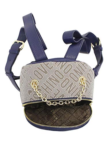 Love Moschino Women's Logo Print Blue Backpack Bag