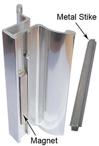 Gordon Glass® 3-3/4" Bright Chrome Frameless Shower Door Handle with Magnet and Stainless Steel Strike Plate - Set