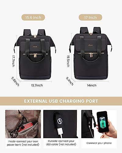 LOVEVOOK Laptop Backpack for Women Men, 15.6 Inch Work Backpacks Purse with USB Port, Waterproof Nurse Teacher Bag, Wide Open Business Travel Computer Backpack, Convertible College Tote Daypack