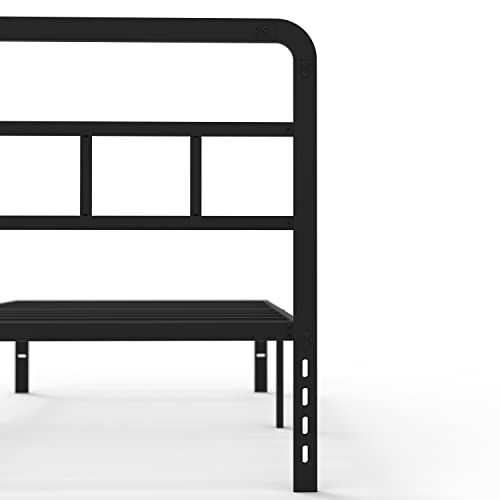 Maenizi Twin XL Bed Frame with Headboard, 14 Inch Twin XL Bed Frames No Box Spring Needed Support Up to 2500 lbs, Noise Free, Easy Assembely, Black