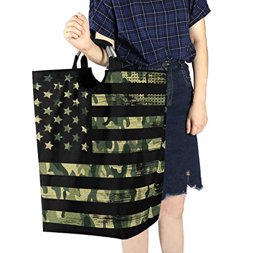 senya Large Laundry Basket, USA Flag Camouflage Vintage Laundry Hamper Foldable Clothes Bag with Handle Foldable Washing Bin
