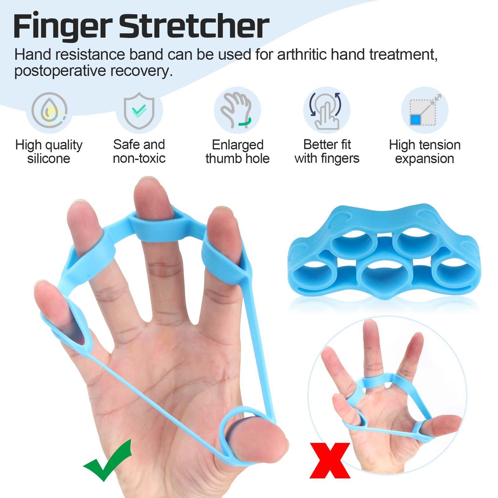 Hand Grip Strengthener Workout Kit with Forearm Grip Strength Trainer Adjustable, Finger Exerciser, Finger Stretcher, Grip Ring & Stress Relief Grip Ball for Muscle Building, Injury Recovery