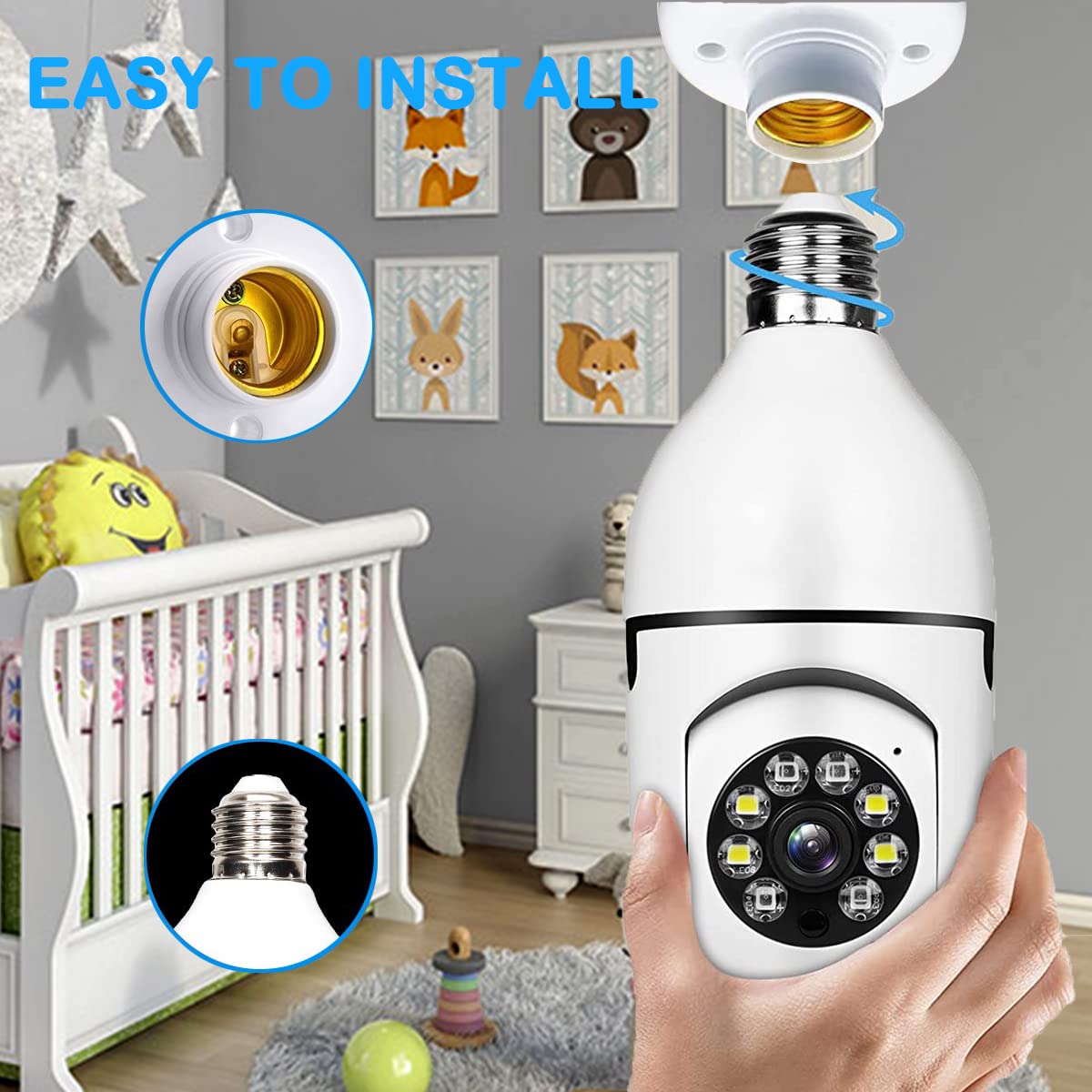 GOMPHIDAE 5G WiFi Camera,1080P WiFi Camera,Indoor Security Camera,Porch Light with WiFi Camera,Smart Home Camera with Motion Detection,Two-Way Voice