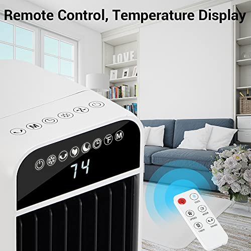 Uthfy Swamp Cooler, Evaporative Air Cooler With 4 Ice Packs and Remote, 80° Oscillation 3 Speeds 3 Modes, 41" Tower Fans that Blow Cold Air, Bladeless Fan for Bedroom Home Office
