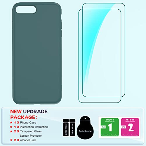 LeYi for iPhone 8 Plus Case: iPhone 7 Plus Case with 2 Pack Tempered Glass Screen Protectors, Shockproof Full-Body Liquid Silicone with Soft Anti-Scratch Microfiber Liner, Greenā¦