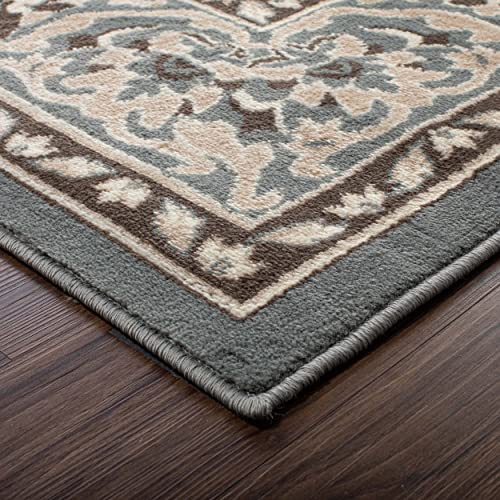 Superior Indoor Area Rug, Plush Carpet Cover, Traditional Oriental Medallion, Perfect for Hallway, Entryway, Living Room, Dining, Bedroom, Office, Kitchen, Glendale Collection, 3' x 5', Grey