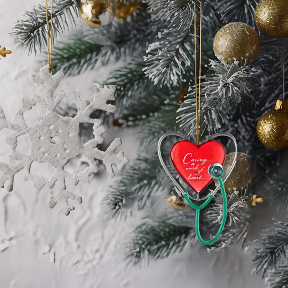 Luejnbogty 1PCS Heart Pendant Decoration, Heart Stethoscope Caring, Heart Stethoscope Decoration Love Christmas Pendant Gift Easy to Use