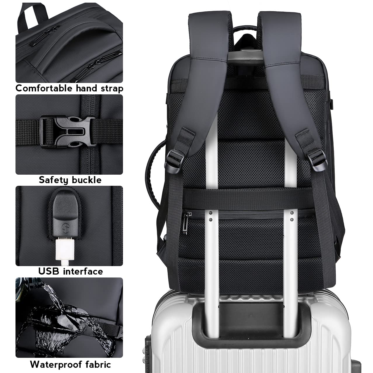 KSIBNW Weekender Carry on Backpack with USB Port,40L Expandable Travel Backpacks, Flight Approved Carry on Bags for Airplanes,Water Resistant Durable 17-inch Laptop Backpacks
