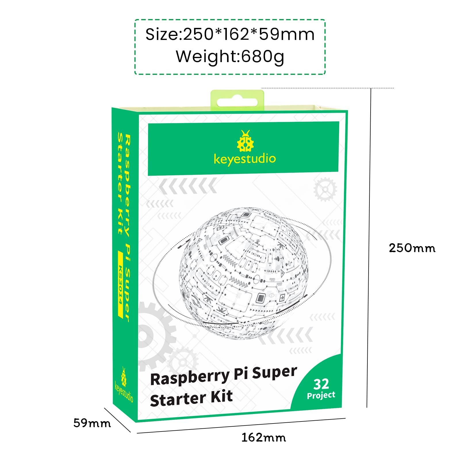 KEYESTUDIO Super Starter Kit for Raspberry Pi 4 3 3B/3B/B+, Tutorials C Language Python Java Code STEM Education Kit