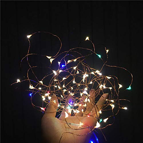 CSDMZJF-LED White String Lights,Christmas Fairy Lights Battery Operated,LED String Lights - Firefly Lights - Silver Wire - Battery Operated- for Christmas