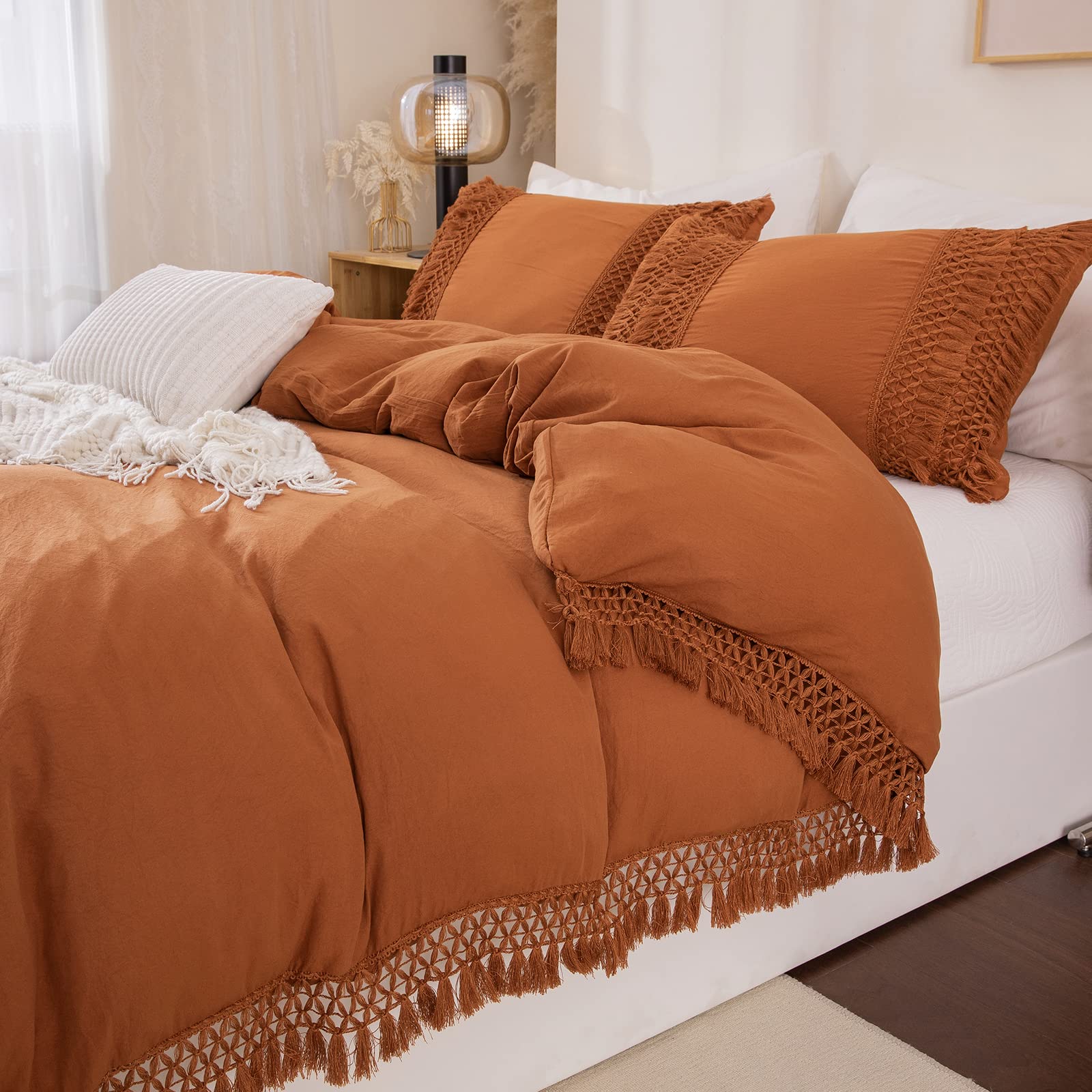 Kids Twin Comforter Set Taupe Tan Boho Bedding Comforter Tassel Bohemian Decorative Bedding Set for Girls Boys Extra Soft All Season Bed Set Twin Size(Twin, Taupe)