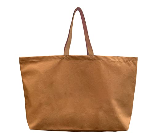 LLYLIU 28" Large Canvas Tote Bag - Extra Big Shopping Beach Totes Bags Reusable Grocery Bag Plain Solid 28" x 8" x 16"