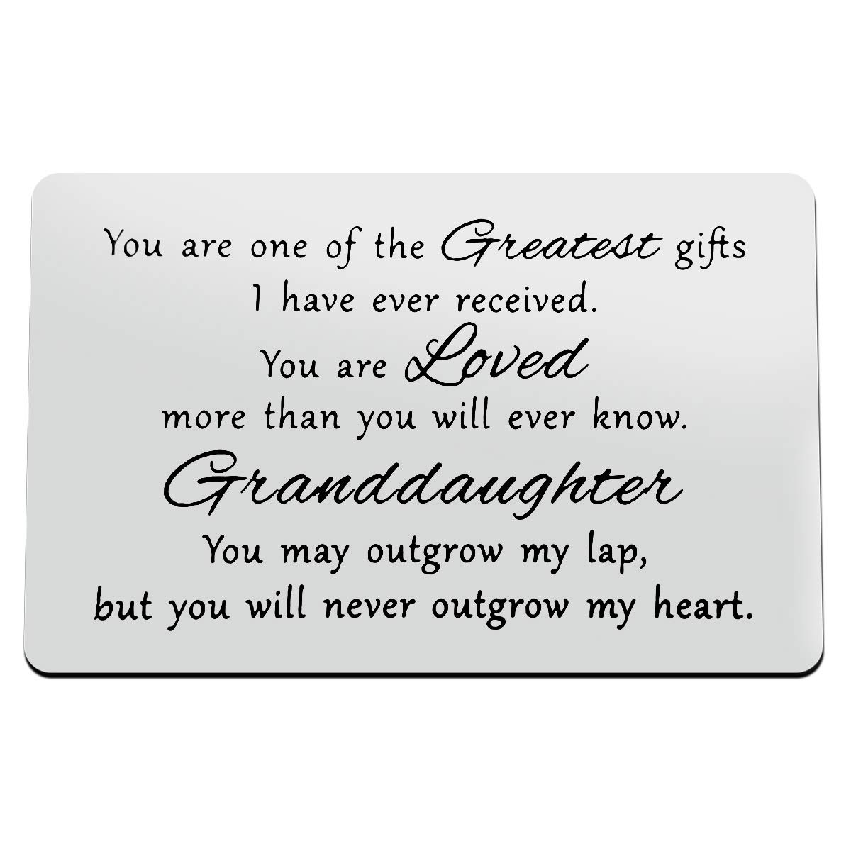 To My Granddaughter Gifts from Grandma Grandpa Gift Cards for Granddaughter Great Granddaughter Birthday Card, Laser Engraved Stainless Steel Wallet Card Love Note Insert Card Gift for Granddaughter