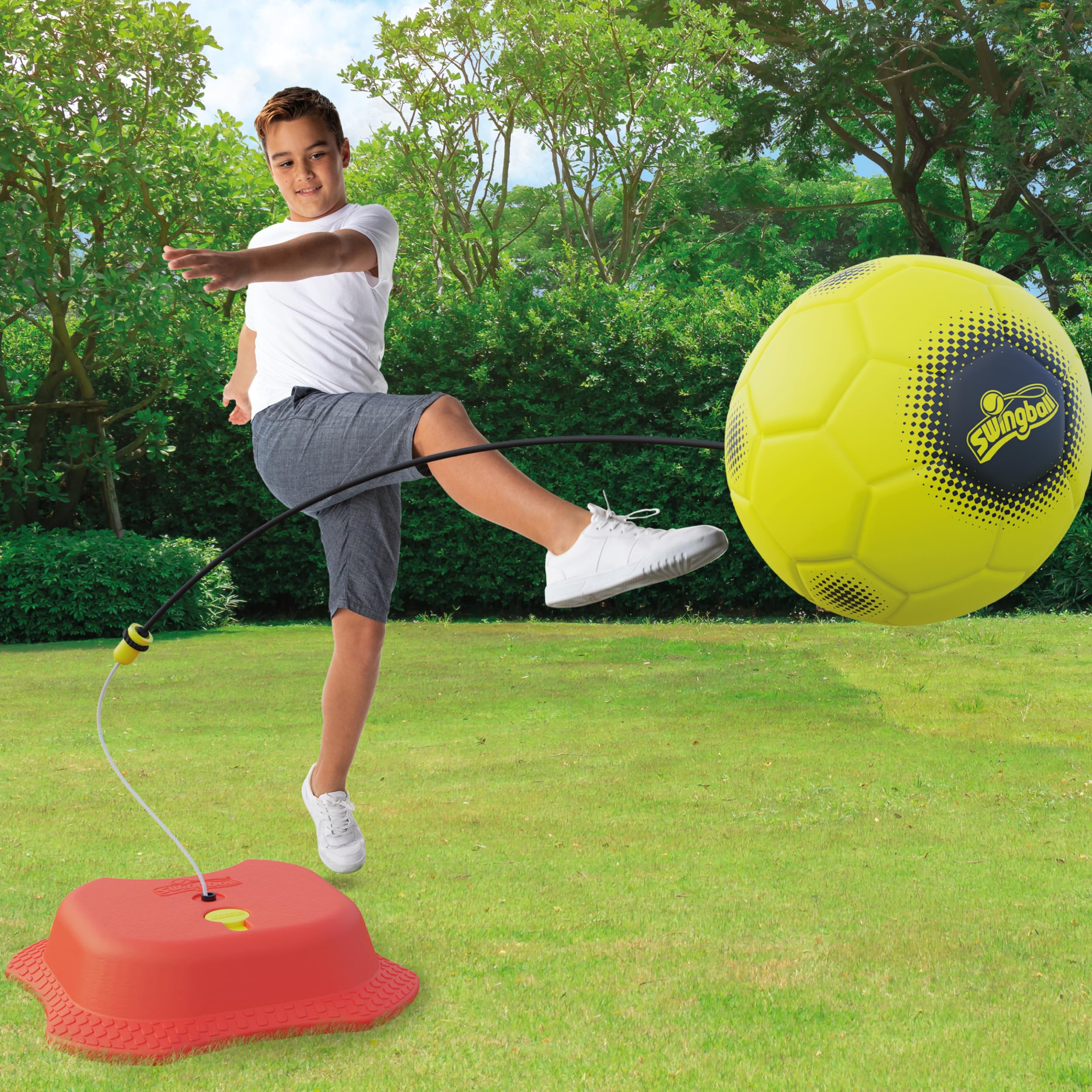 Swingball Reflex Soccer All Surface Game, Portable Tether Soccer Outdoor Play β Age 6+, Red/Yellow