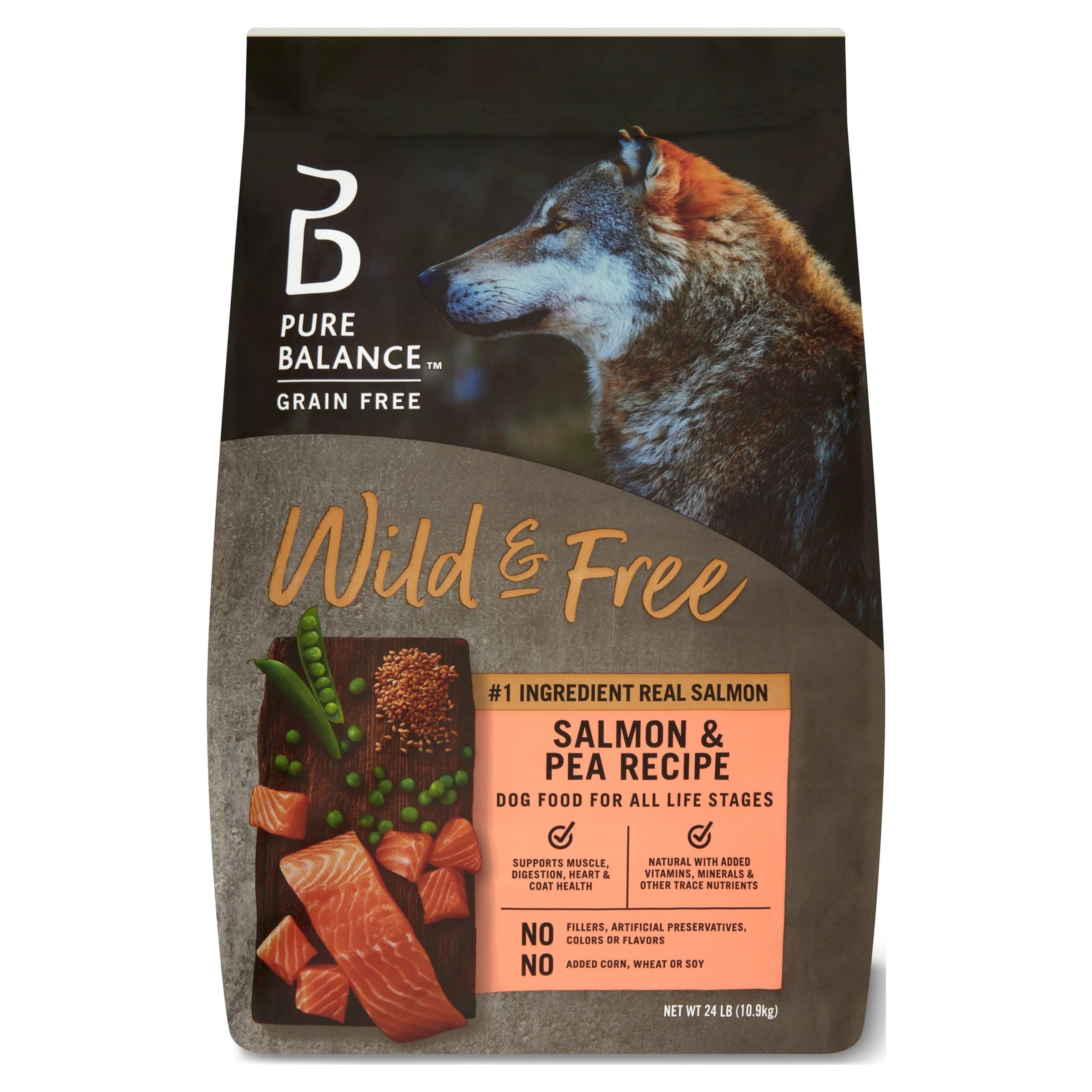 GYCO Wild & Free Salmon & Pea Recipe Dry Dog Food, Grain-Free, 24 lbs - Dry Dog Food for Dogs of All Life Stages - No Added Corn, Wheat, Or Soy
