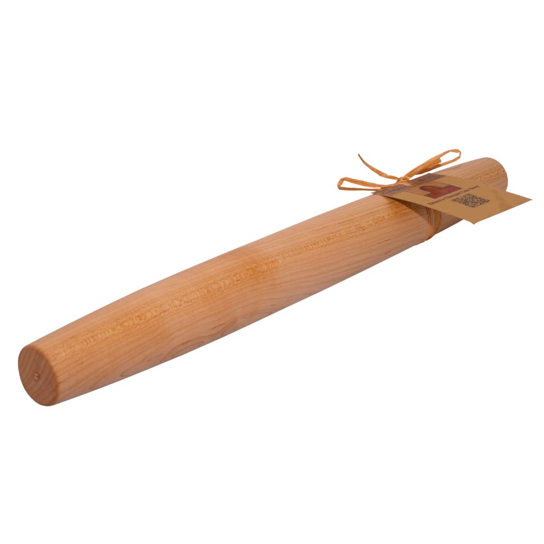 French Rolling Pin Solid Rock Maple Handmade from Adult & Teen Challenge - 20" x 2" - Tapered Handles