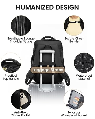 LOVEVOOK Carry On Backpack, 50L Airline Approved Travel Backpack for Women as Personal Item, Expandable 18 inch Laptop Backpack, Large Casual Daypack Waterproof Luggage Suitcase with Toiletry Bag