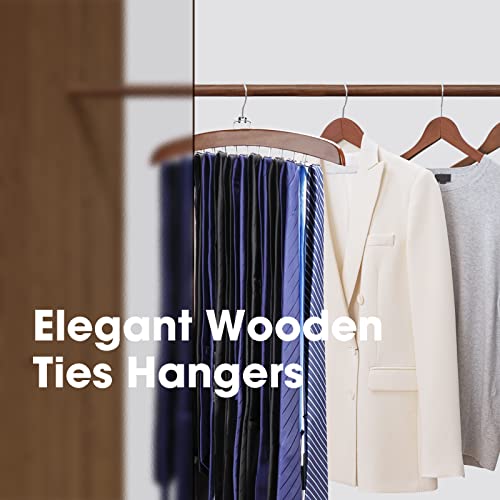 Ulimart Tie Rack Tie Hanger 24 Hooks Wooden Tie Organizer, Tank Top Hanger,Belt Organizer for Closet,with Upgraded 360°Rotating, Belts Scarves Accessories for Bras,Tank Tops,Camisoles…