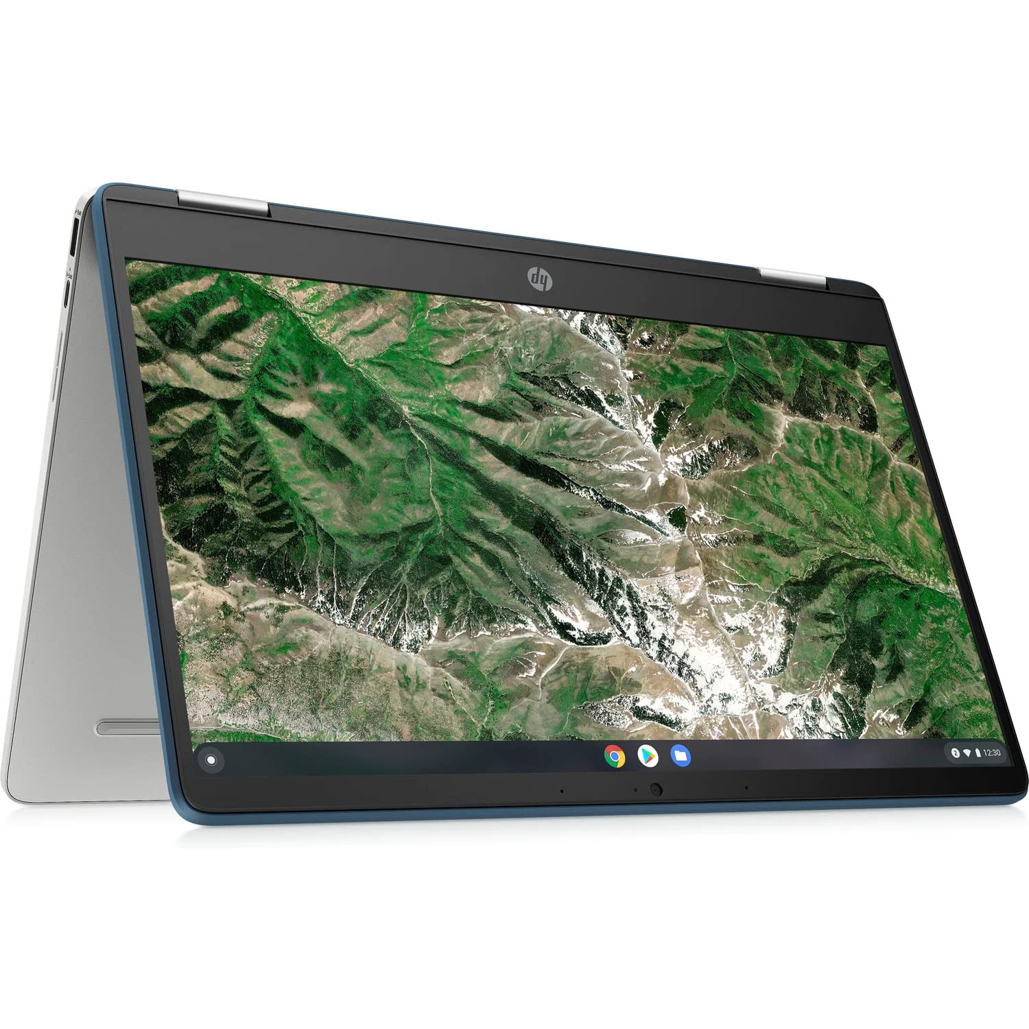 HP Chromebook x360 14a-ca0130wm 2-in-1 Laptop, Intel Celeron N4120, 4 GB RAM, 64GB eMCC, HD Touchscreen Display, Forest Teal, Chrome OS (Renewed)