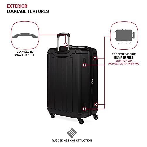 SwissGear 6297 Hardside Expandable Luggage with Spinner Wheels, Black, Checked-Large 27-Inch