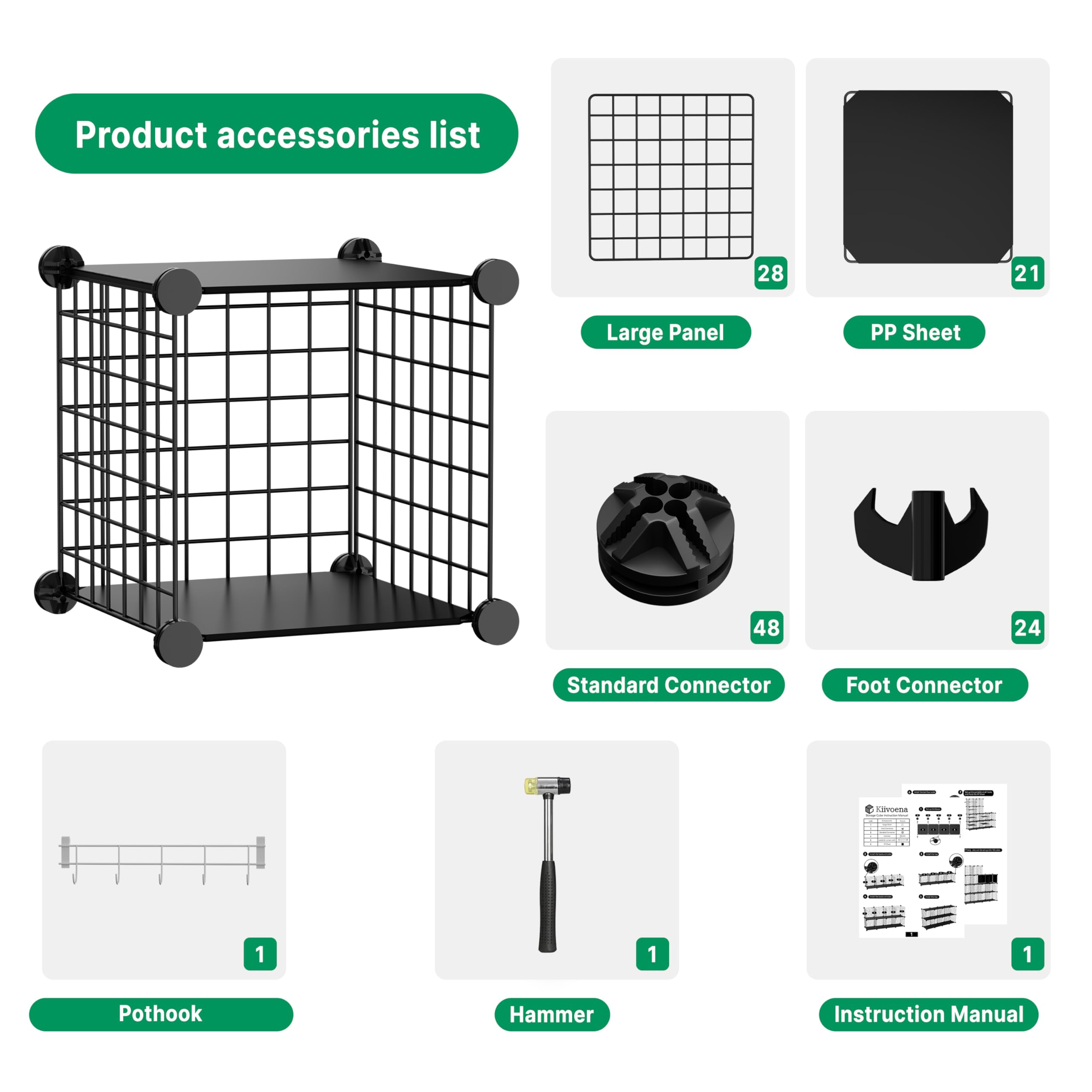Kiivoena Wire Cube Storage Organizer, 12 Cubes Converted into 14 Cubes, Sturdy Metal Grids Storage Shelf Closet Shelving Units and Storage, Shelves for Bedroom LIvingroom Office