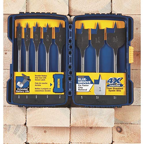 IRWIN Tools SPEEDBOR Blue Groove Pro Spade Bit Set with Case, 8-Piece (341008)