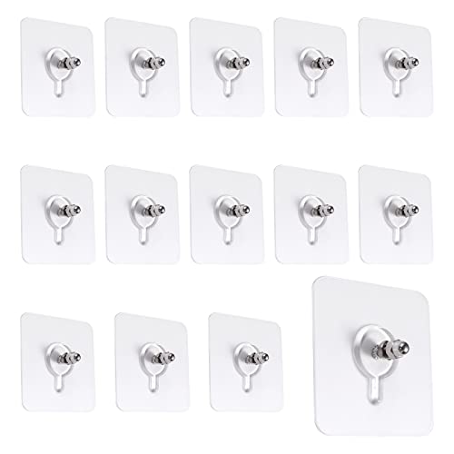 SAVITA 14pcs Adhesive Wall Screws Hanging Nails, No-Trace Sticker Free Screw, Wall Mount Hanging Nails Adhesive Wall Mount Screw for Kitchen Bathroom Wall Hanging(0.51inch)