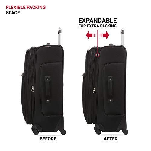 SwissGear Sion Softside Expandable Roller Luggage, Black, Checked-Large 29-Inch