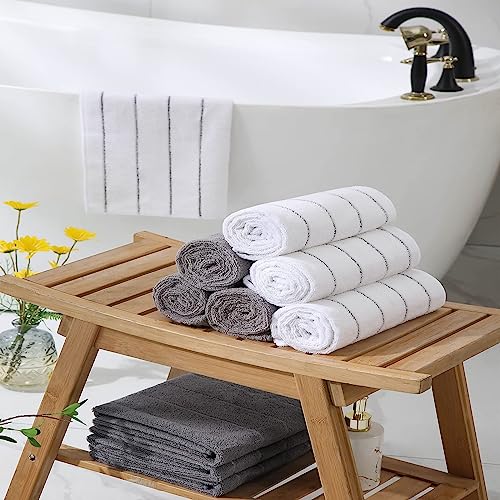 Vnoss 6 Pack Hand Towels β Super Absorbent, Fast Drying, Premium Microfiber Bathroom Towel - Multipurpose for Hotel, Travel, Sports, Spa Hand Towel 16 x 28 Inches - Gray